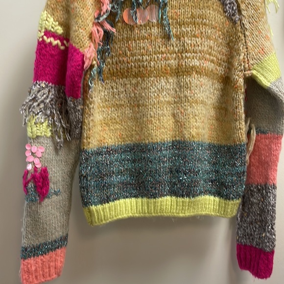 Anthropologie | Sweaters | New Womens Anthropologie Fringed Colorblock Sweater | Poshmark